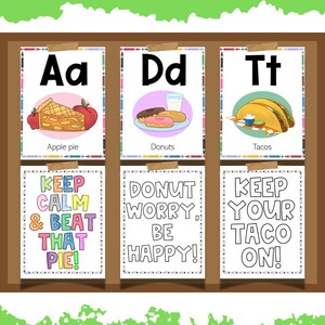 Food Alphabet With Coloring and Activity Posters for Bulletin Board ...