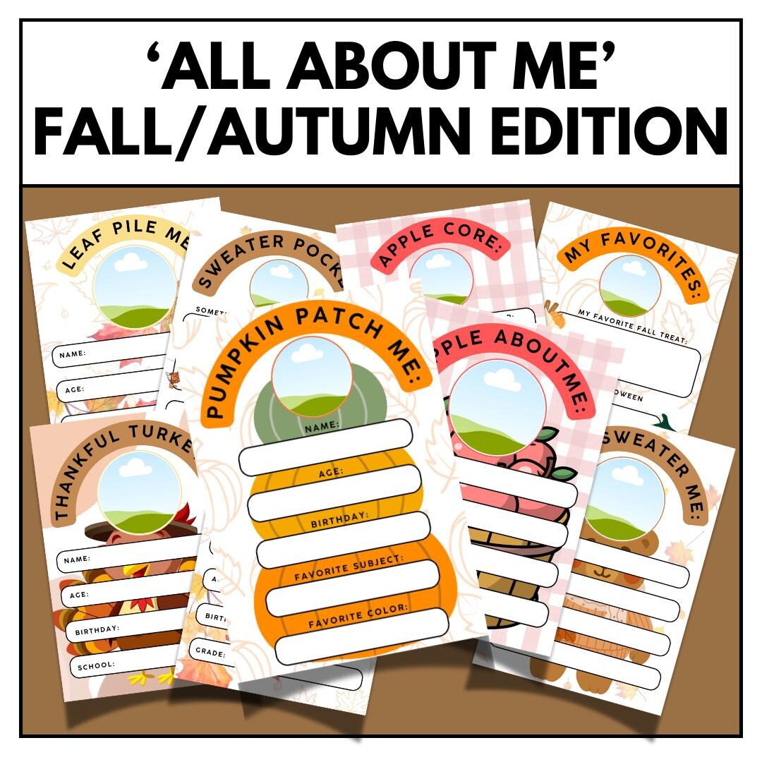 Fall 'all About Me' Activity Pack: Editable Classroom Decor (canva) - Etsy