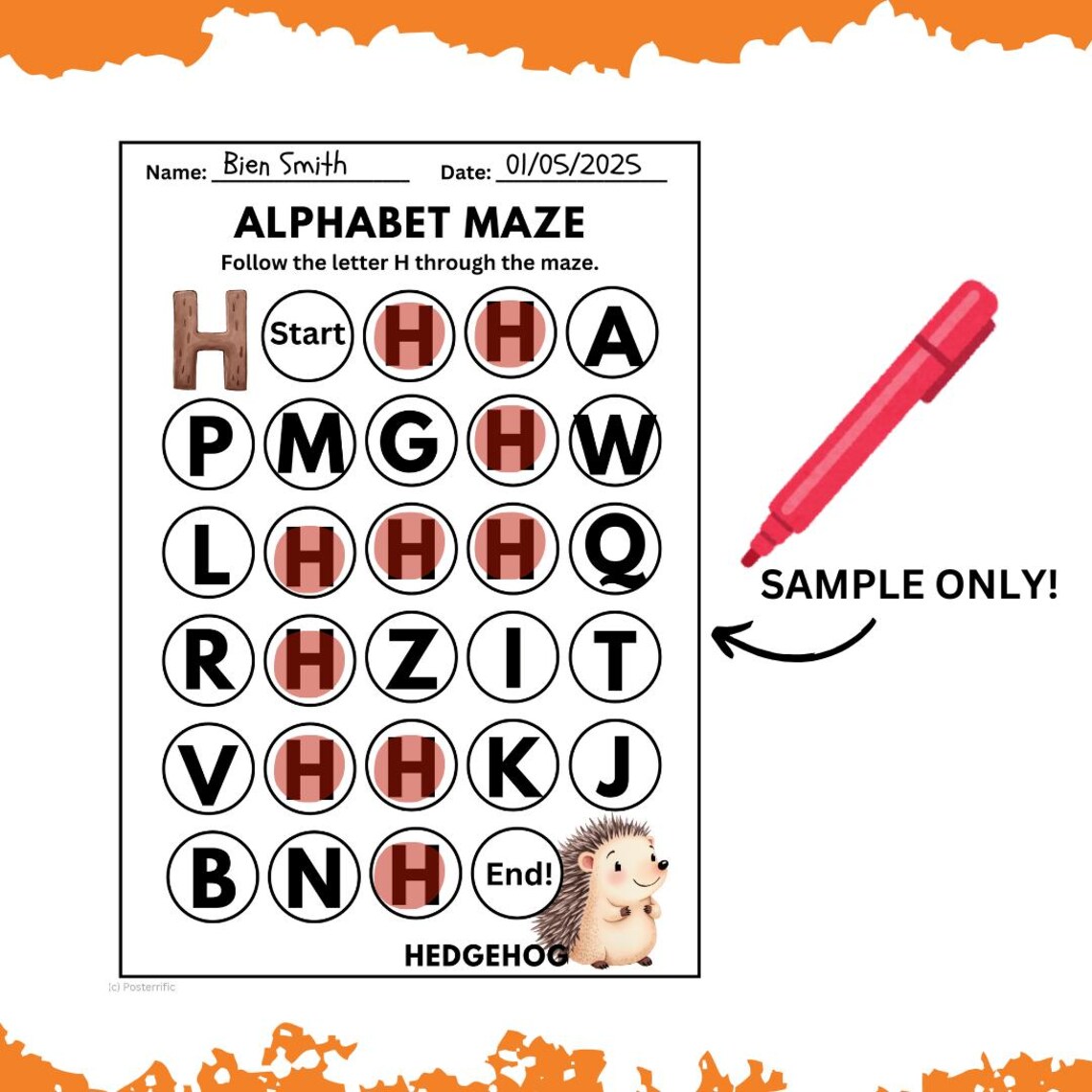 Alphabet Maze Worksheets: Letter Recognition Activity (PDF) - Etsy