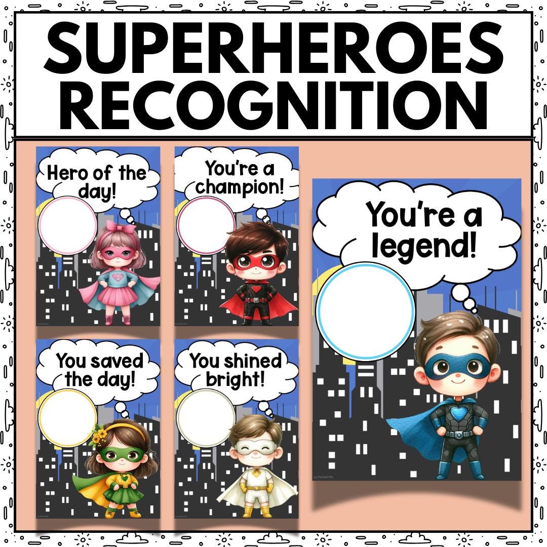 Superheroes Recognition for Back to School Posters and Classroom Decor ...