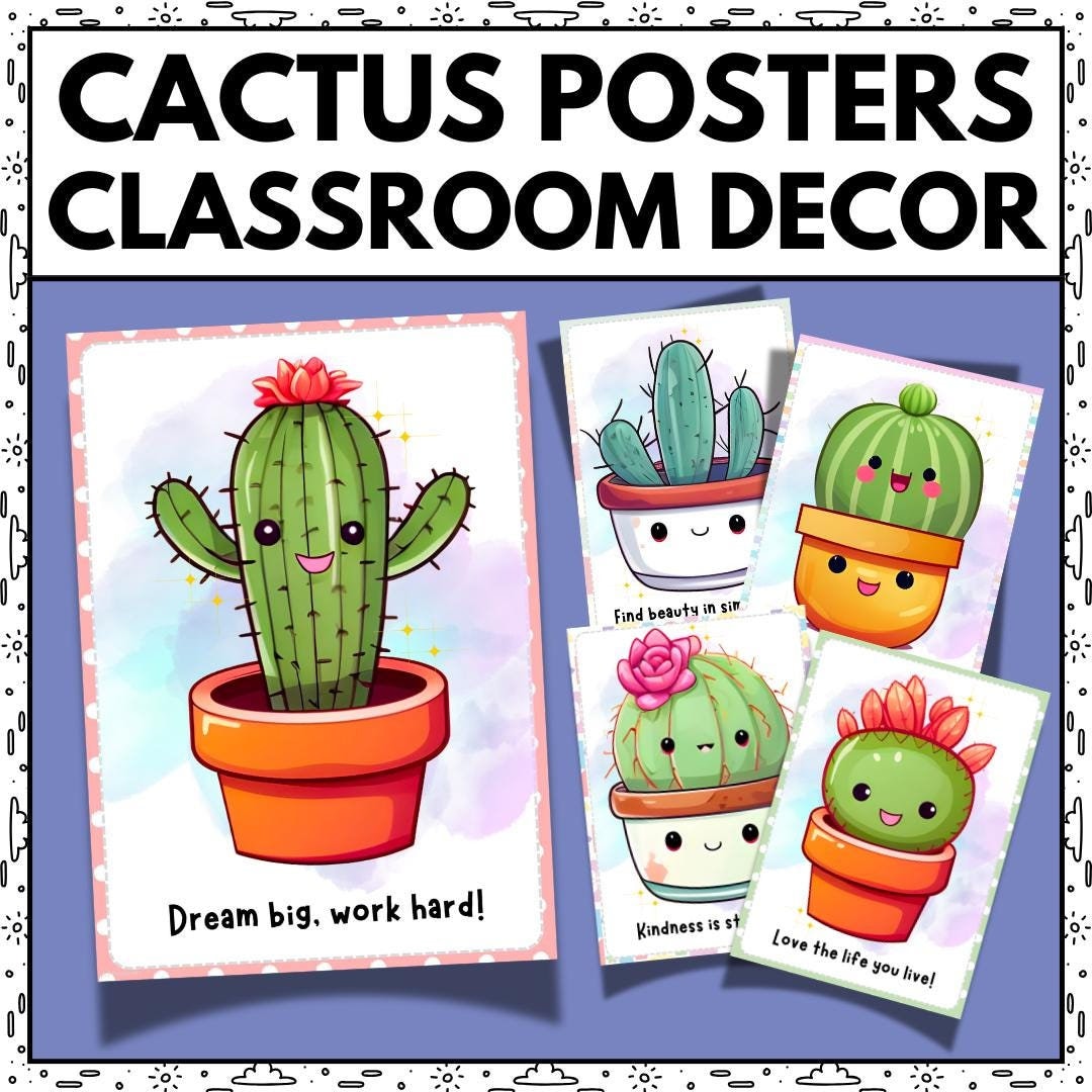 Cactus Posters, Cactus Classroom Decor, Cactus Bulletin Board, Cactus ...