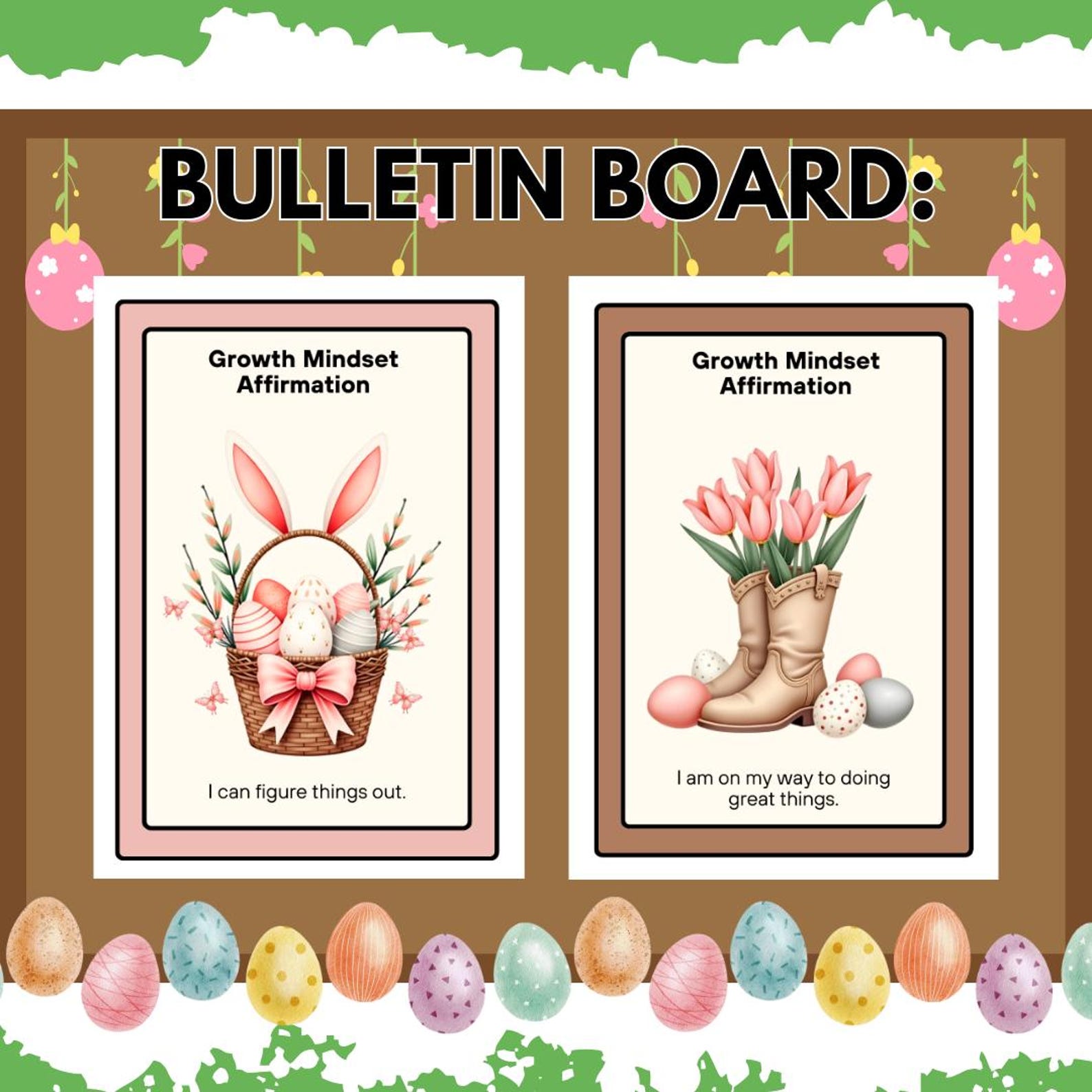 32 Easter Flash Cards for Growth Mindset Affirmations, Social Emotional ...