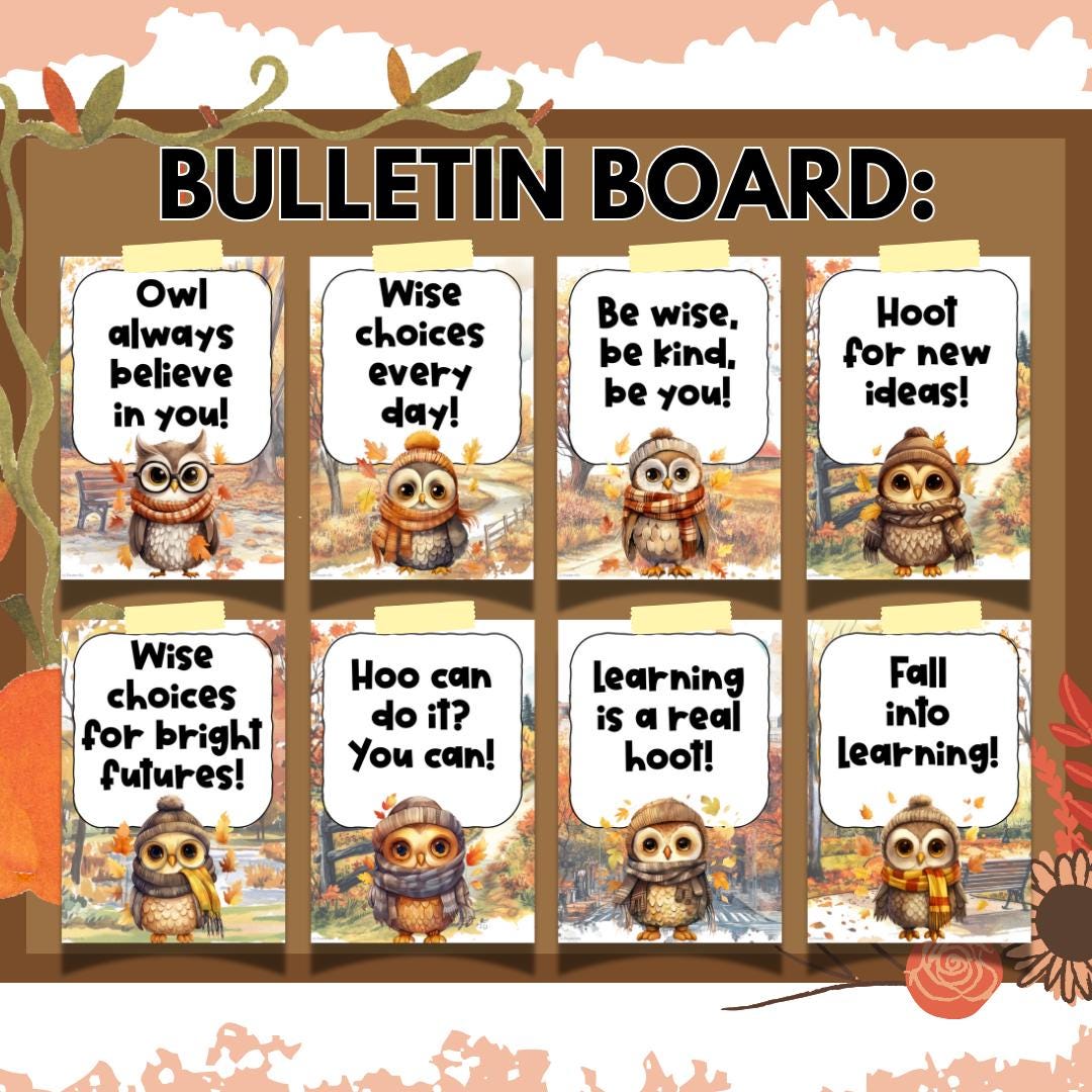 Fall Owl Motivational Posters: Classroom Decor (PDF) - Etsy