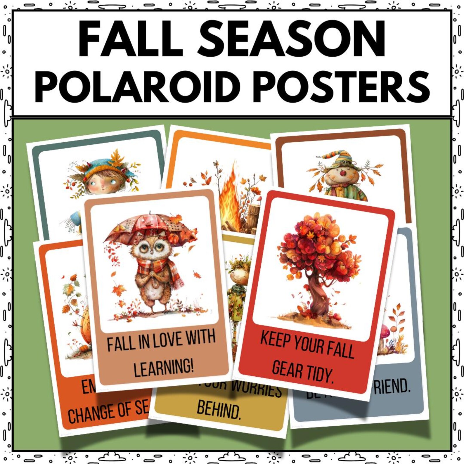 Fall Polaroid Design Posters for Classroom Decor and Bulletin Board ...