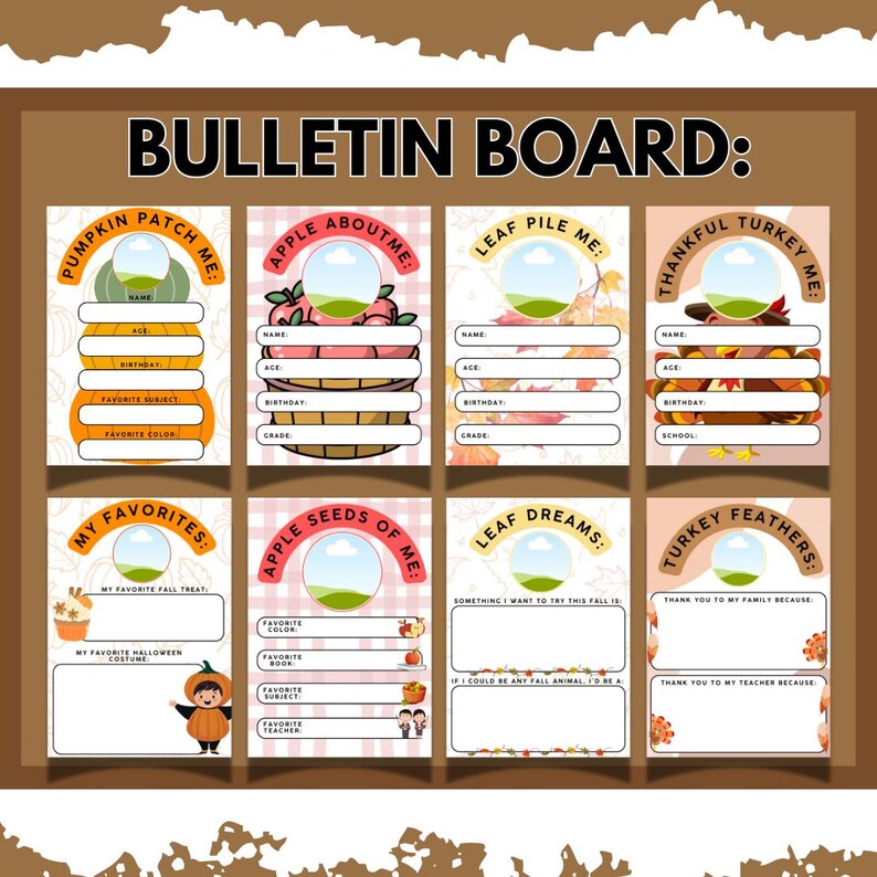 Fall 'all About Me' Activity Pack: Editable Classroom Decor (canva) - Etsy