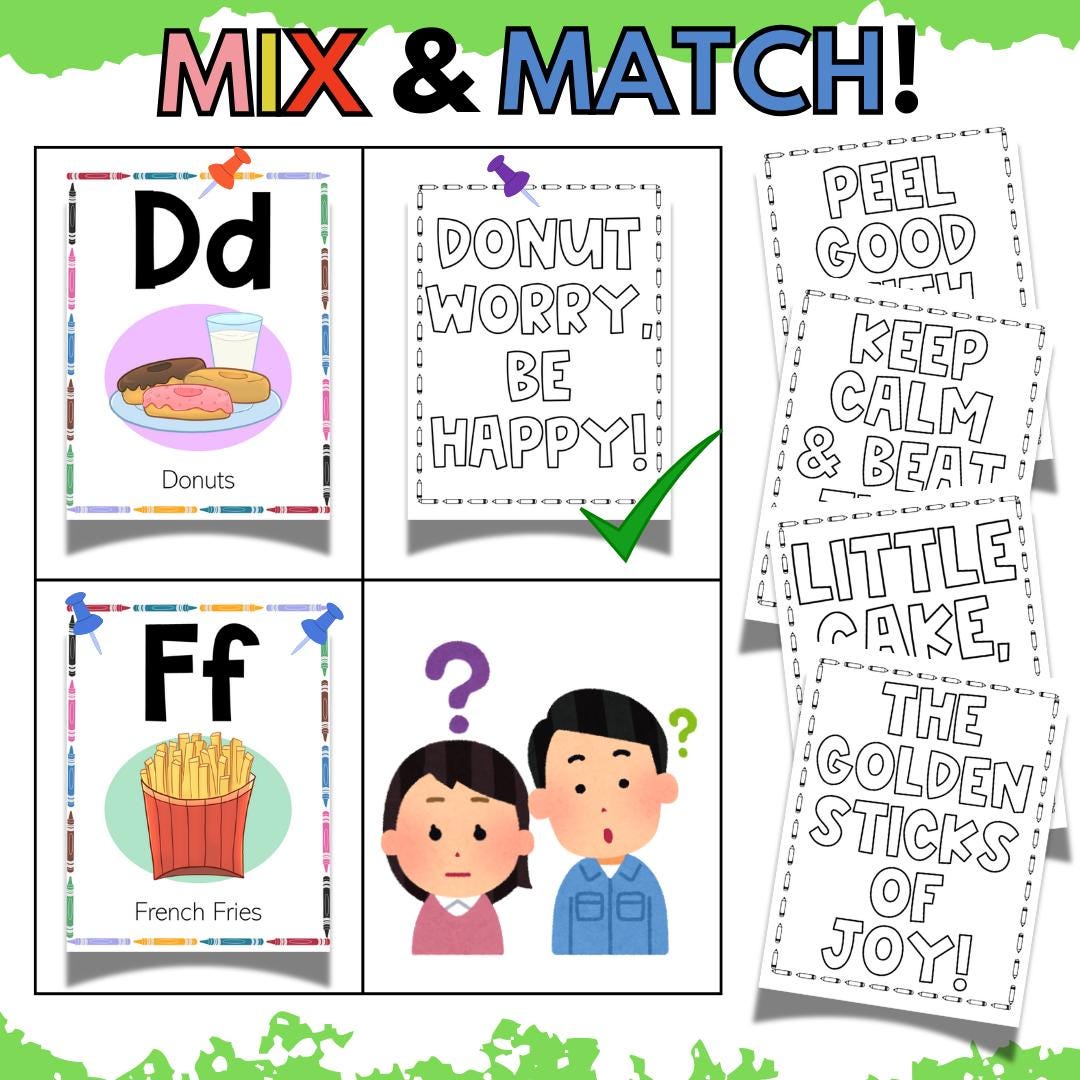 Food Alphabet With Coloring and Activity Posters for Bulletin Board ...