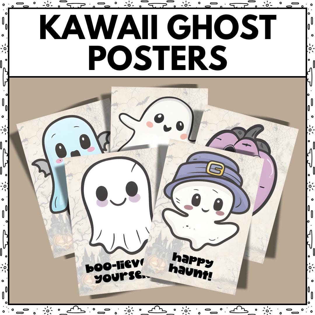 Kawaii Ghost Posters, Cute Ghost Classroom Decor, Ghost Bulletin Board ...