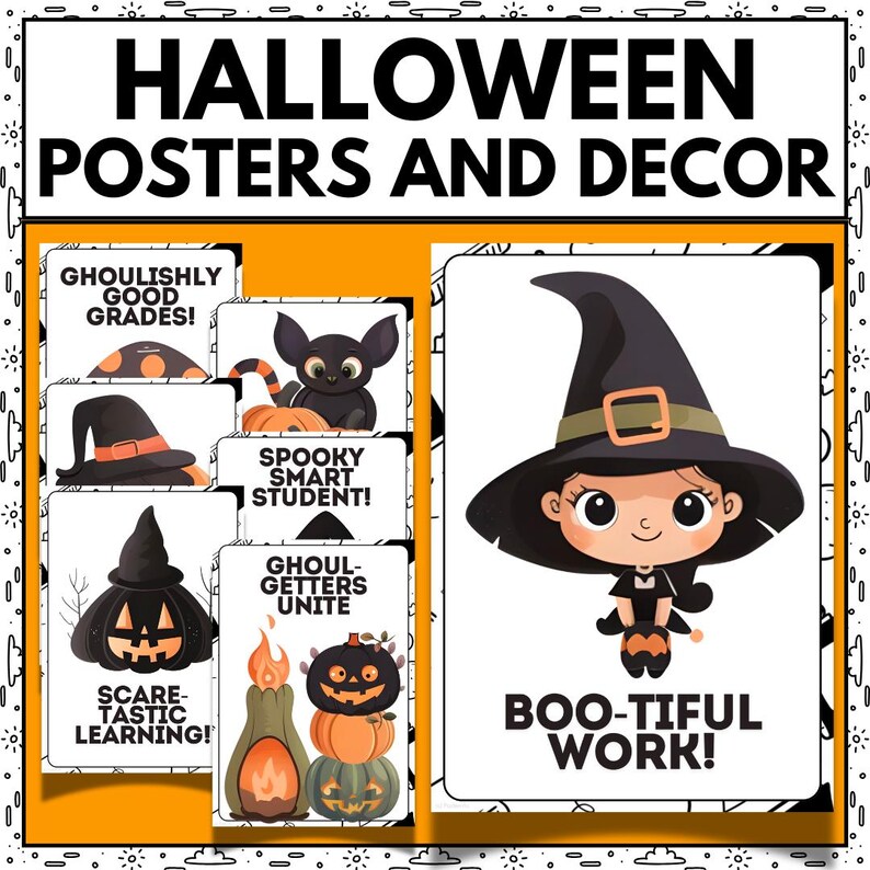 Halloween and Fall Posters for Classroom Decor and Bulletin Ideas Cute ...