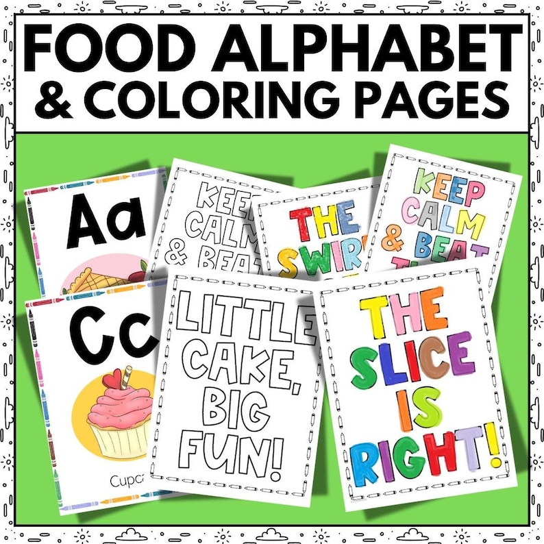 Food Alphabet With Coloring and Activity Posters for Bulletin Board ...