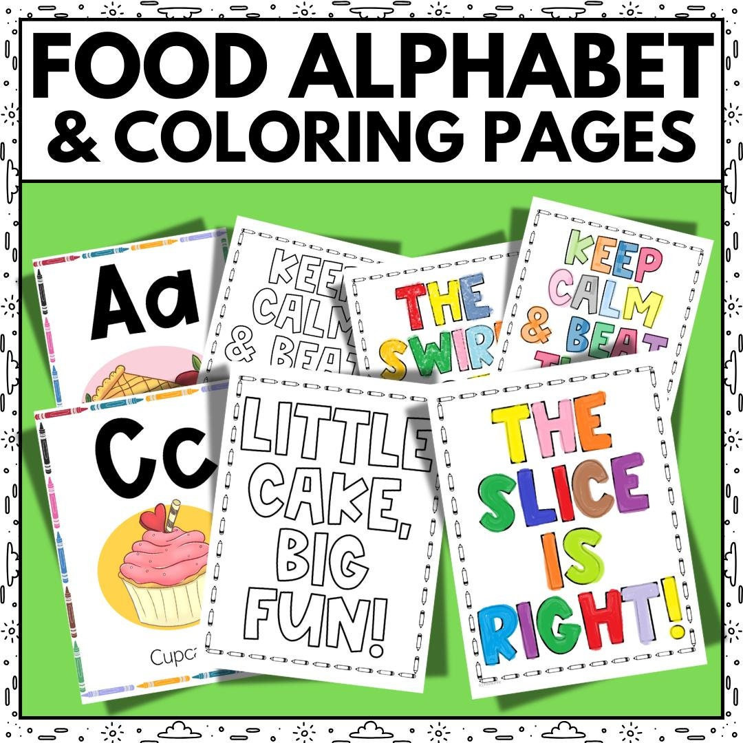 Food Alphabet With Coloring and Activity Posters for Bulletin Board ...