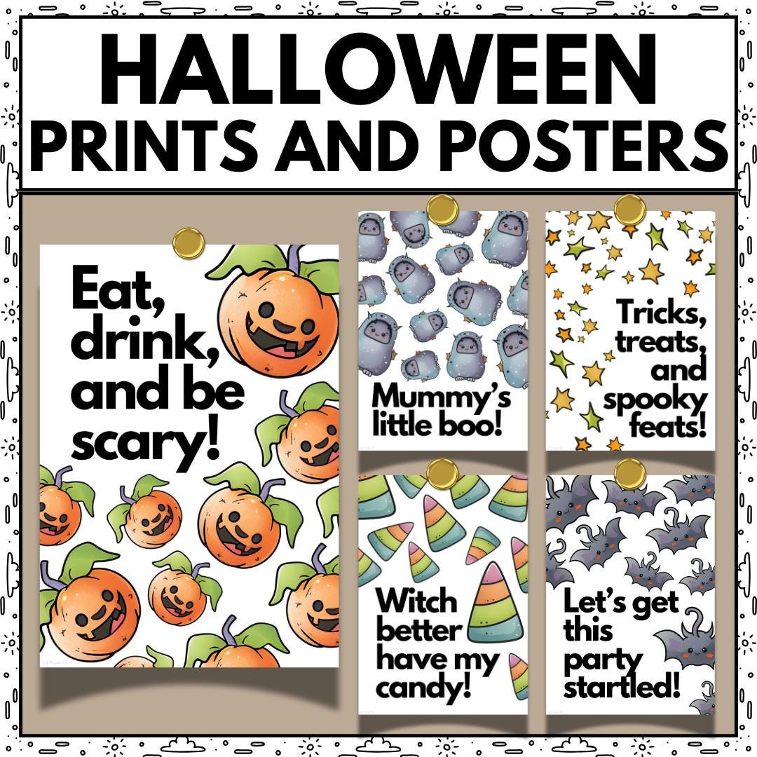 Cute Halloween Posters for Kids Classroom Decor and Bulletin Ideas ...
