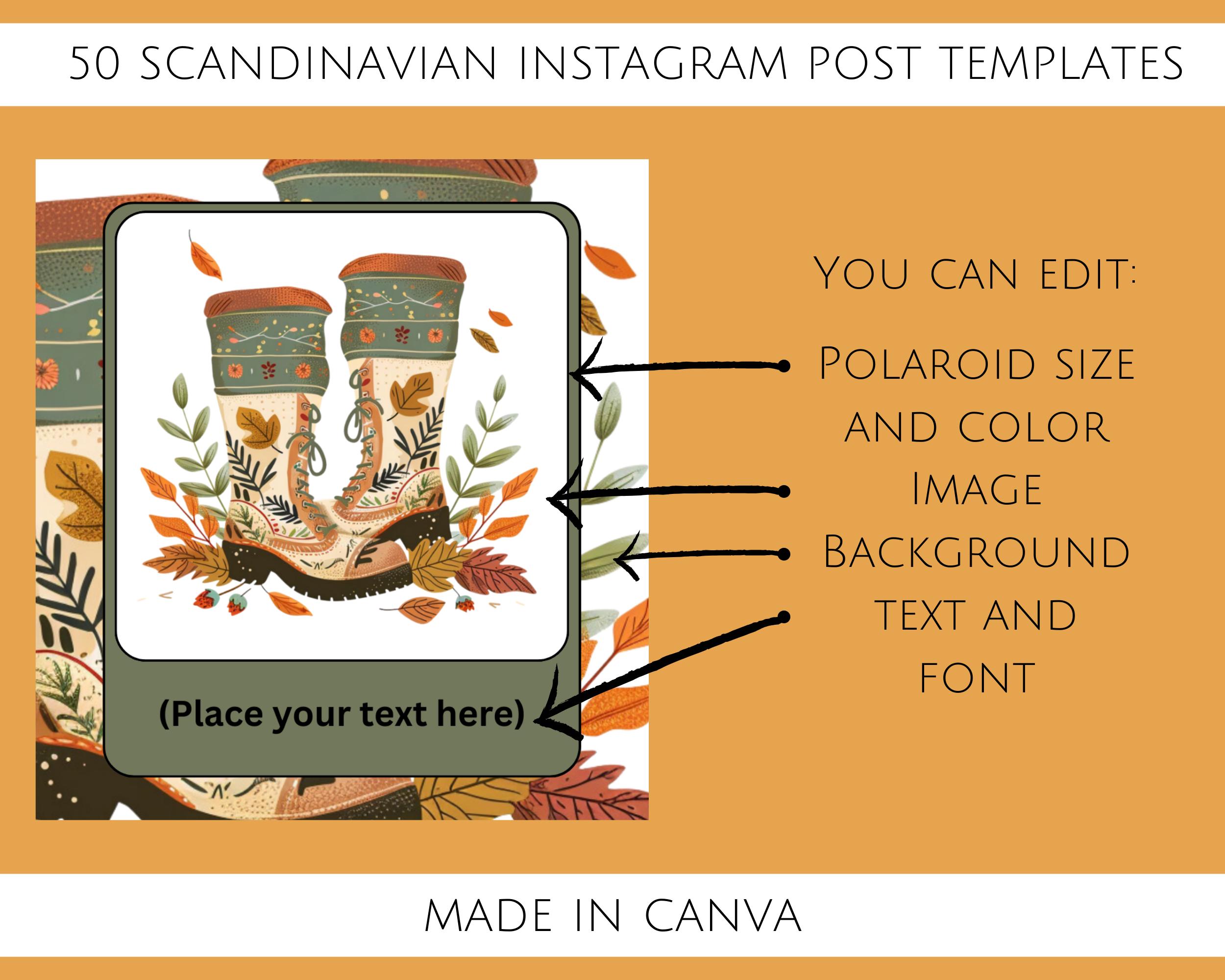 Scandinavian Instagram Post Templates: Polaroid Style, Canva (digital ...