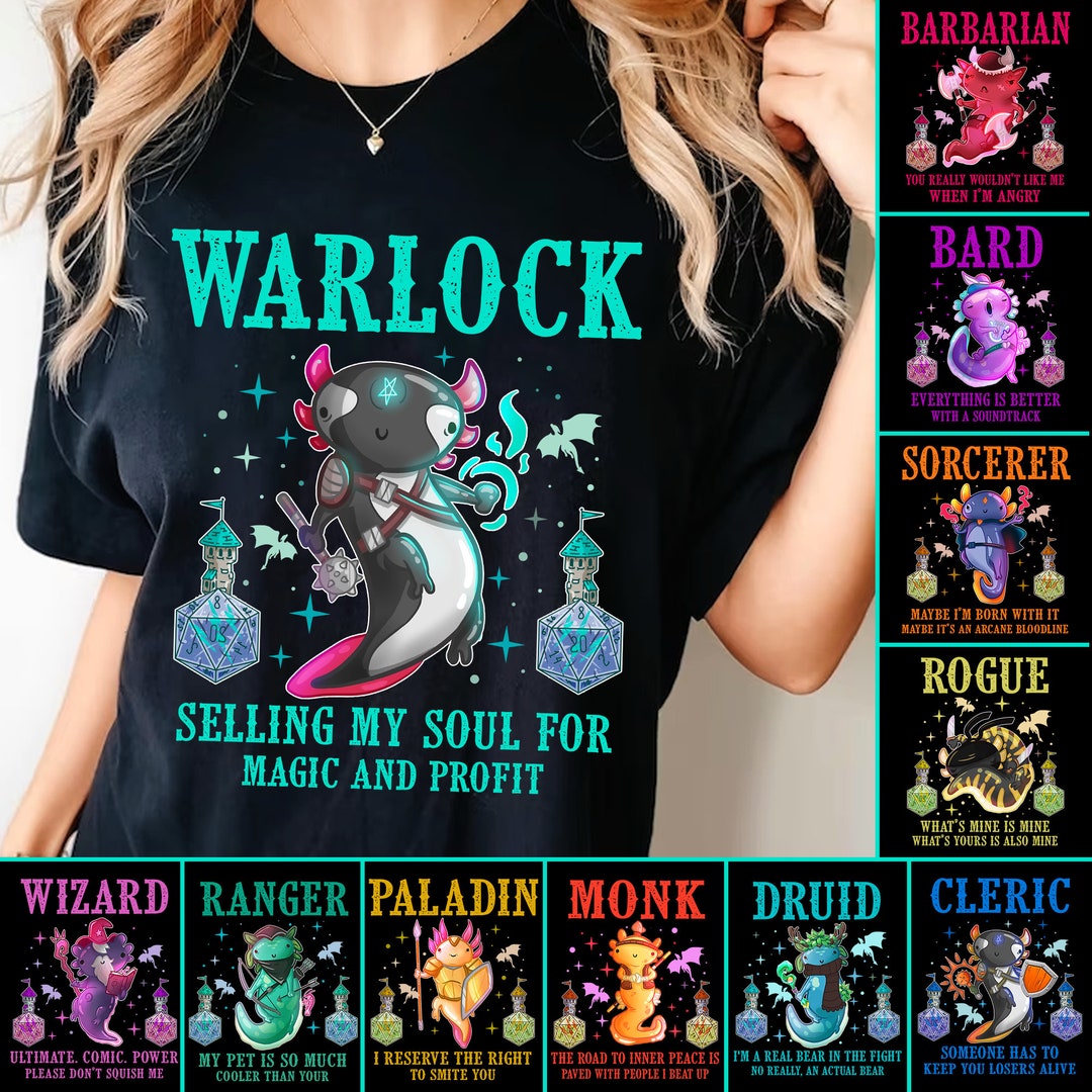 Dnd Class Axolotl Shirt, Dungeon Master Collection Character Shirt ...