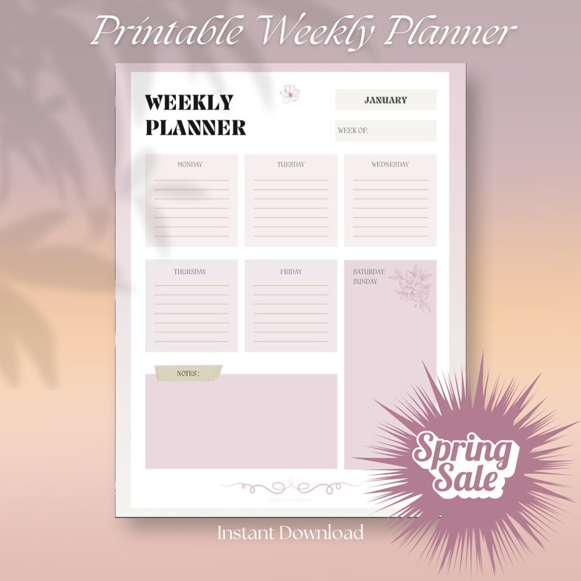 Digital and Printable Weekly Planner Templates - Etsy