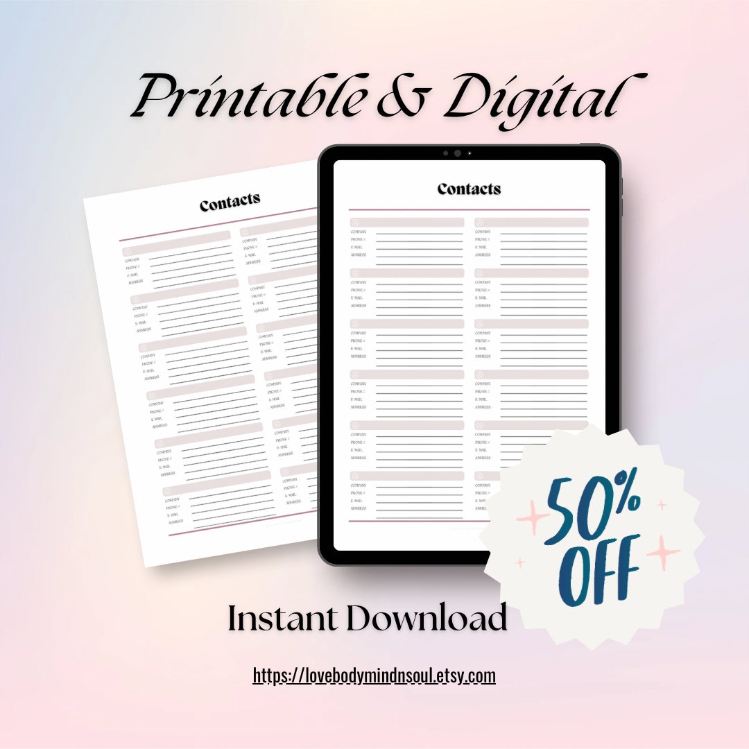 Digital and Printable Contact Log Template Page - Etsy