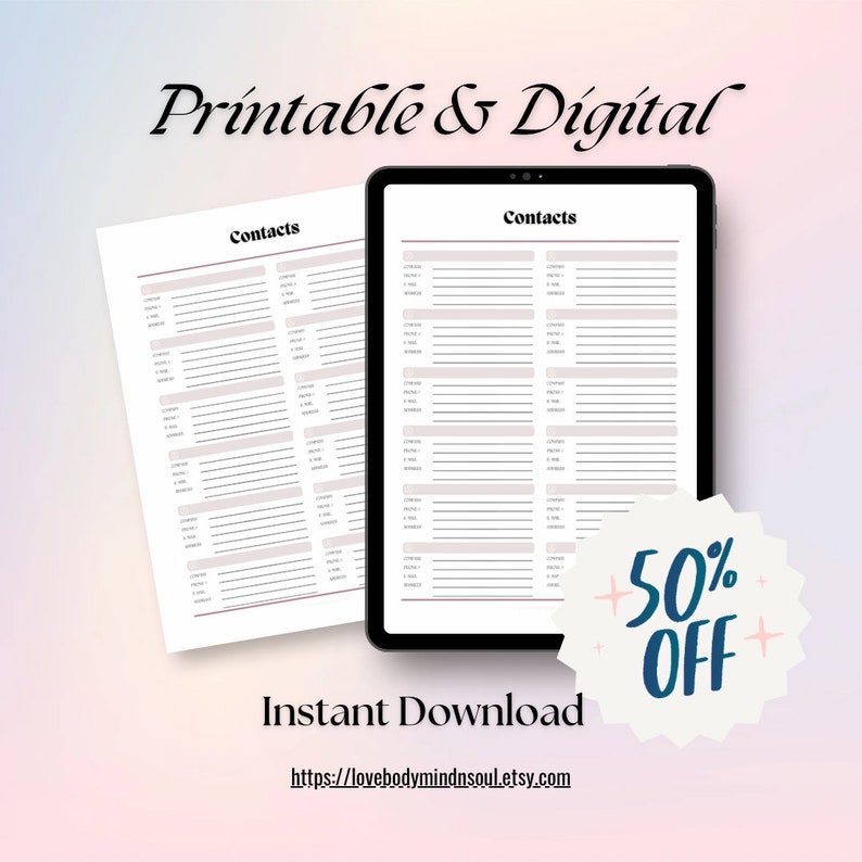 Digital and Printable Contact Log Template Page - Etsy
