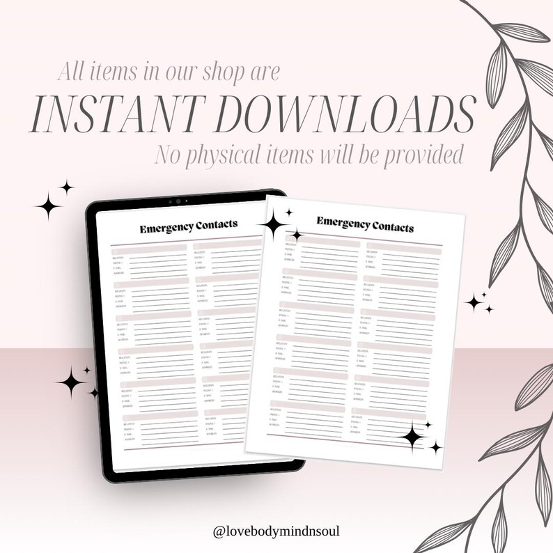 Simple Emergency Contact (digital and Printable) - Etsy