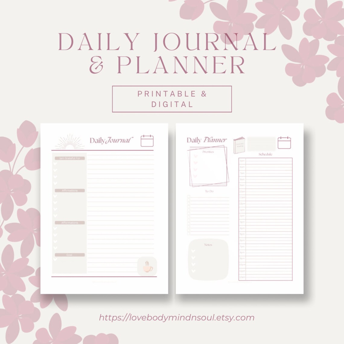 Digital and Printable Daily Journal Daily Planner - Etsy