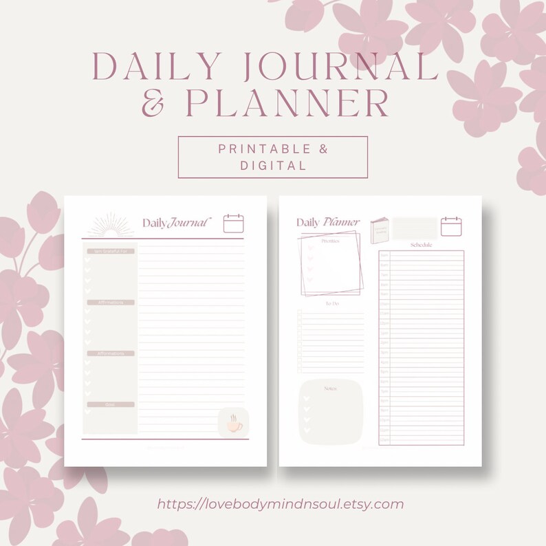 Digital and Printable Daily Journal + Daily Planner - Etsy