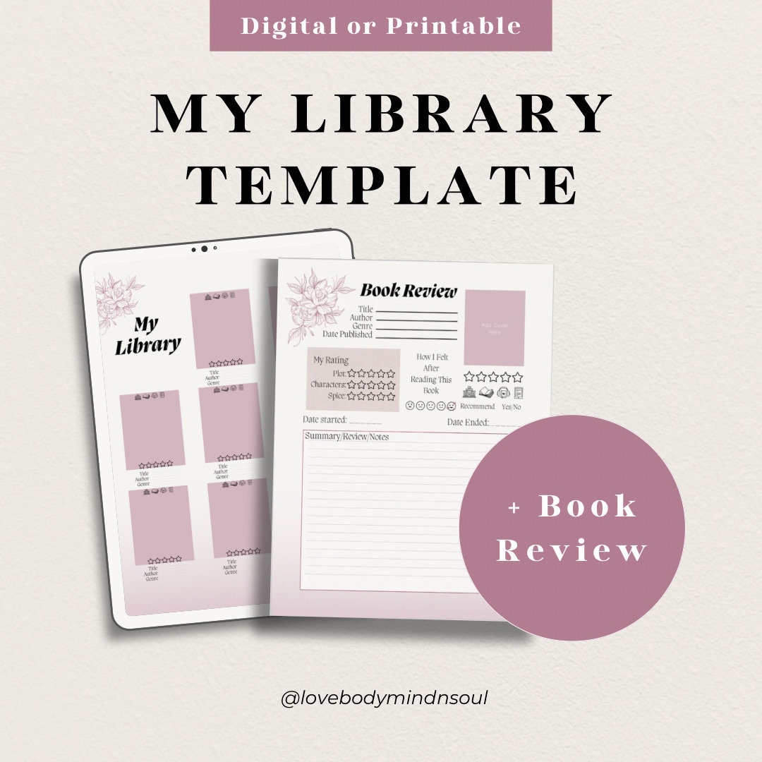Digital and Printable My Library + Book Review - Etsy