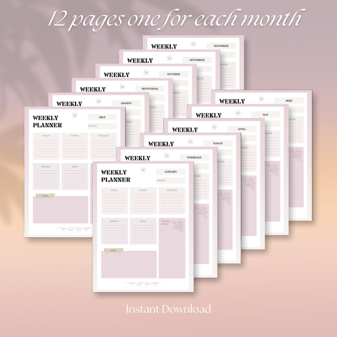 Digital and Printable Weekly Planner Templates - Etsy