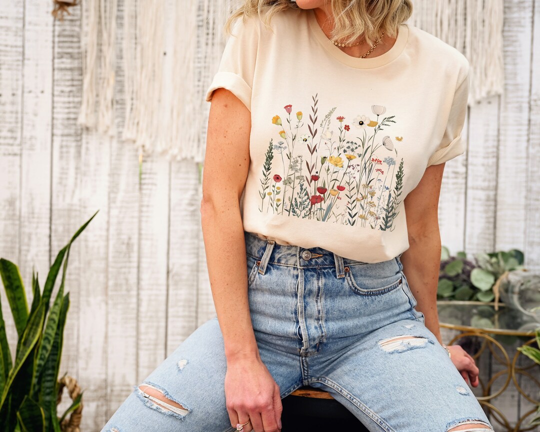 Cottage Core Aesthetic, Wildflowers Shirt, Charming Vintage Floral T ...