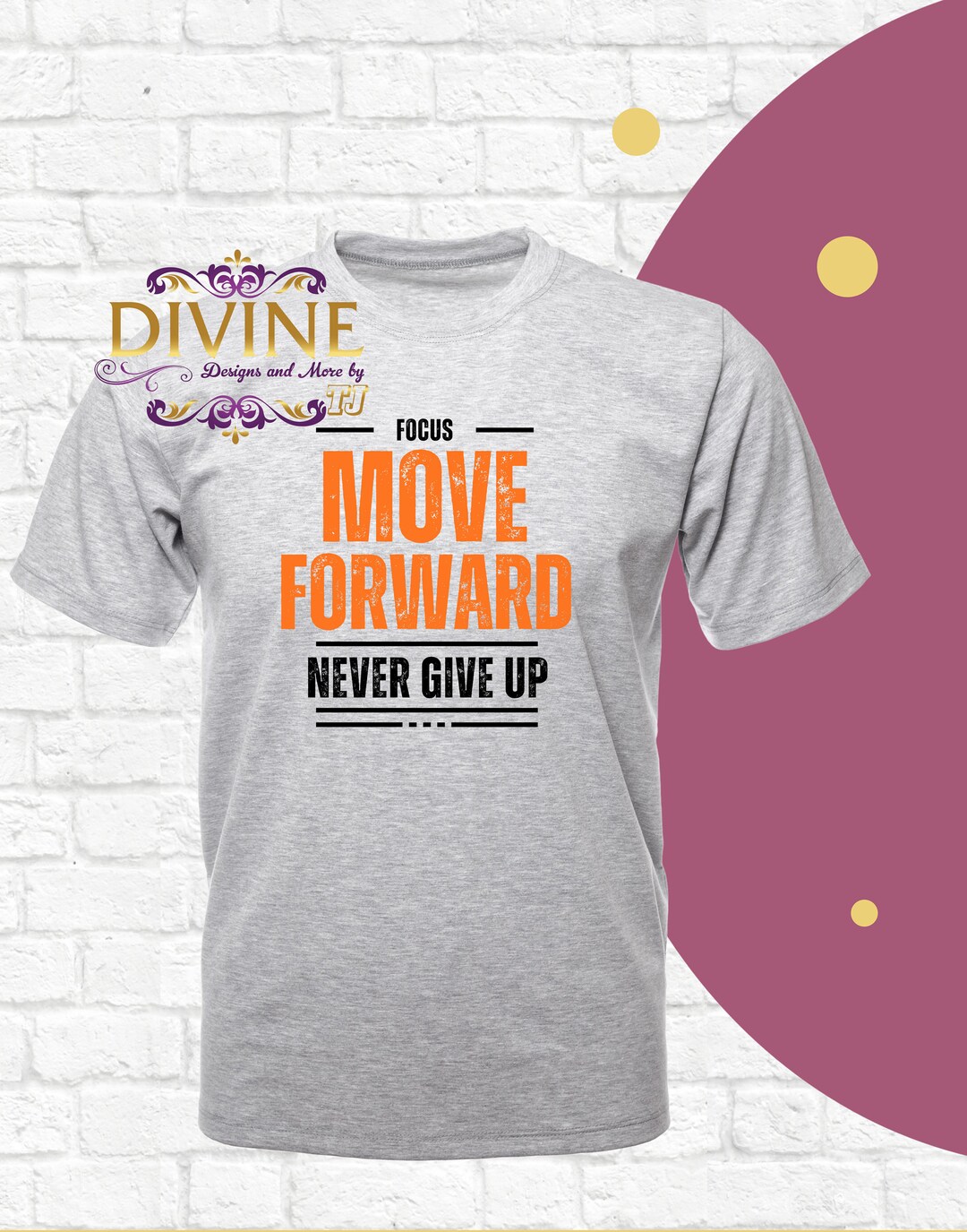 FOCUS MOVE FORWARD Never Give up T-shirt, Christian Men, Christian ...