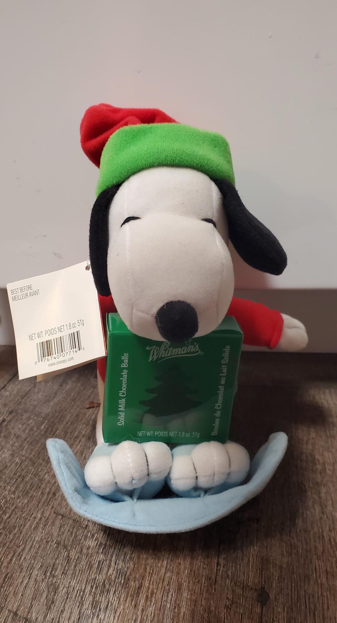 Whitman's Chocolates 7 Inch Snoopy Plush on Snowboard - Etsy