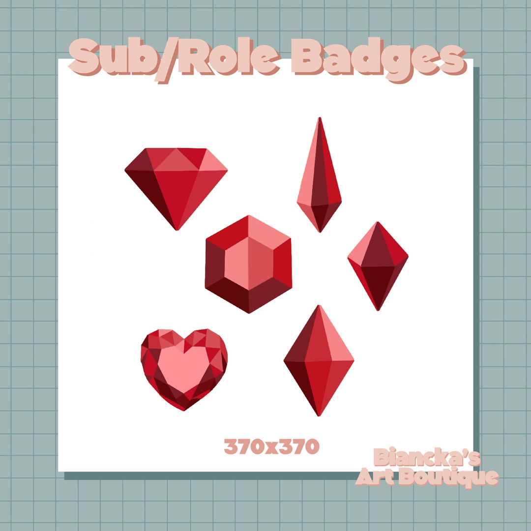 Red Crystal Sub Badges & Role Icons - Etsy