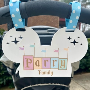 Personalized Family Name Stroller Tag, Amusement Theme Park Sign for ...