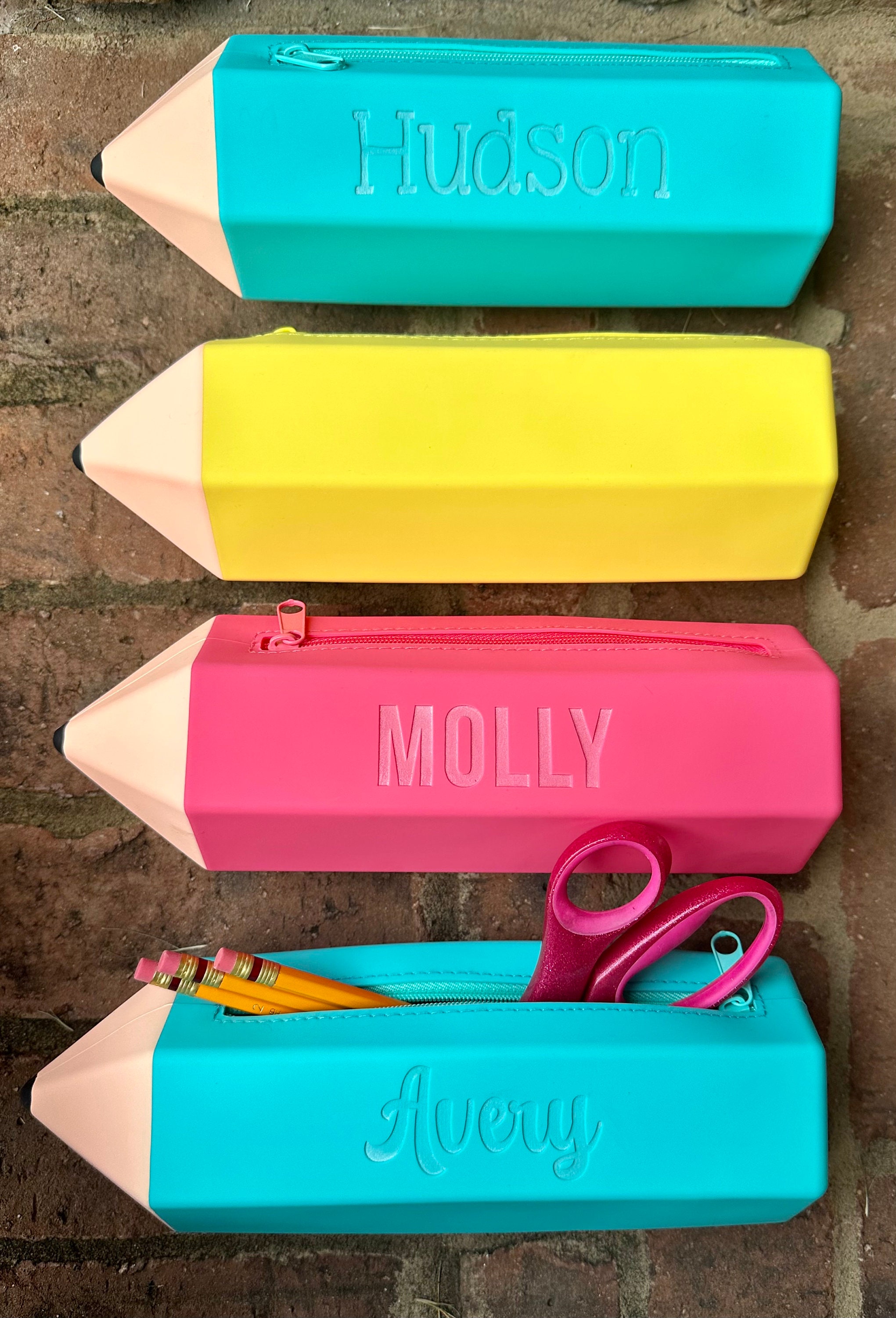 Personalized Silicone Pencil Shaped Case, Custom School Supply Holder ...
