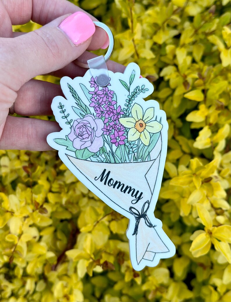 Personalized Birth Flower Acrylic Keychain…mother's Day Flowers Key ...