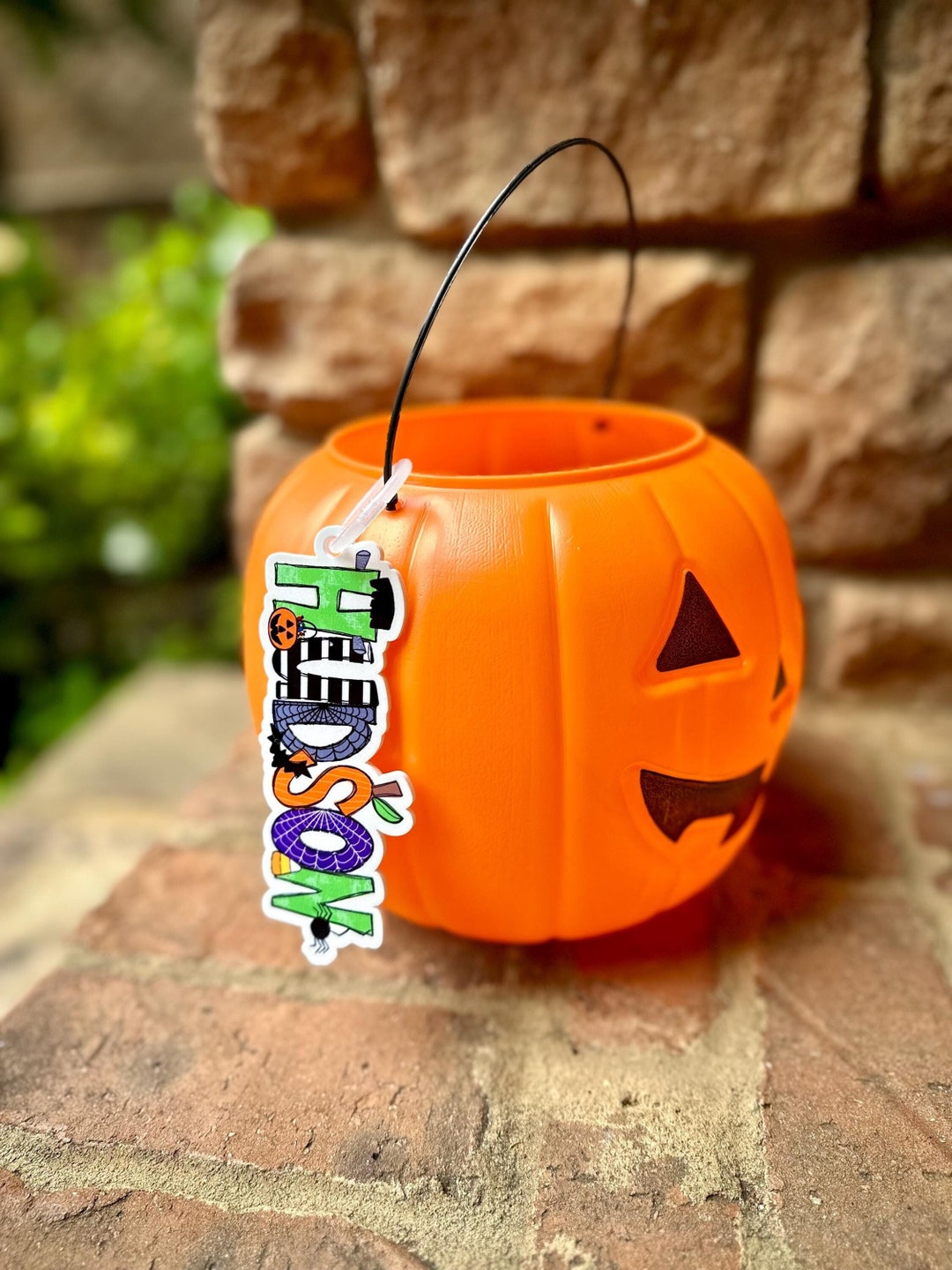 Personalized Halloween Name Tag, Trick or Treat Bag Tags Key Chain Fob ...