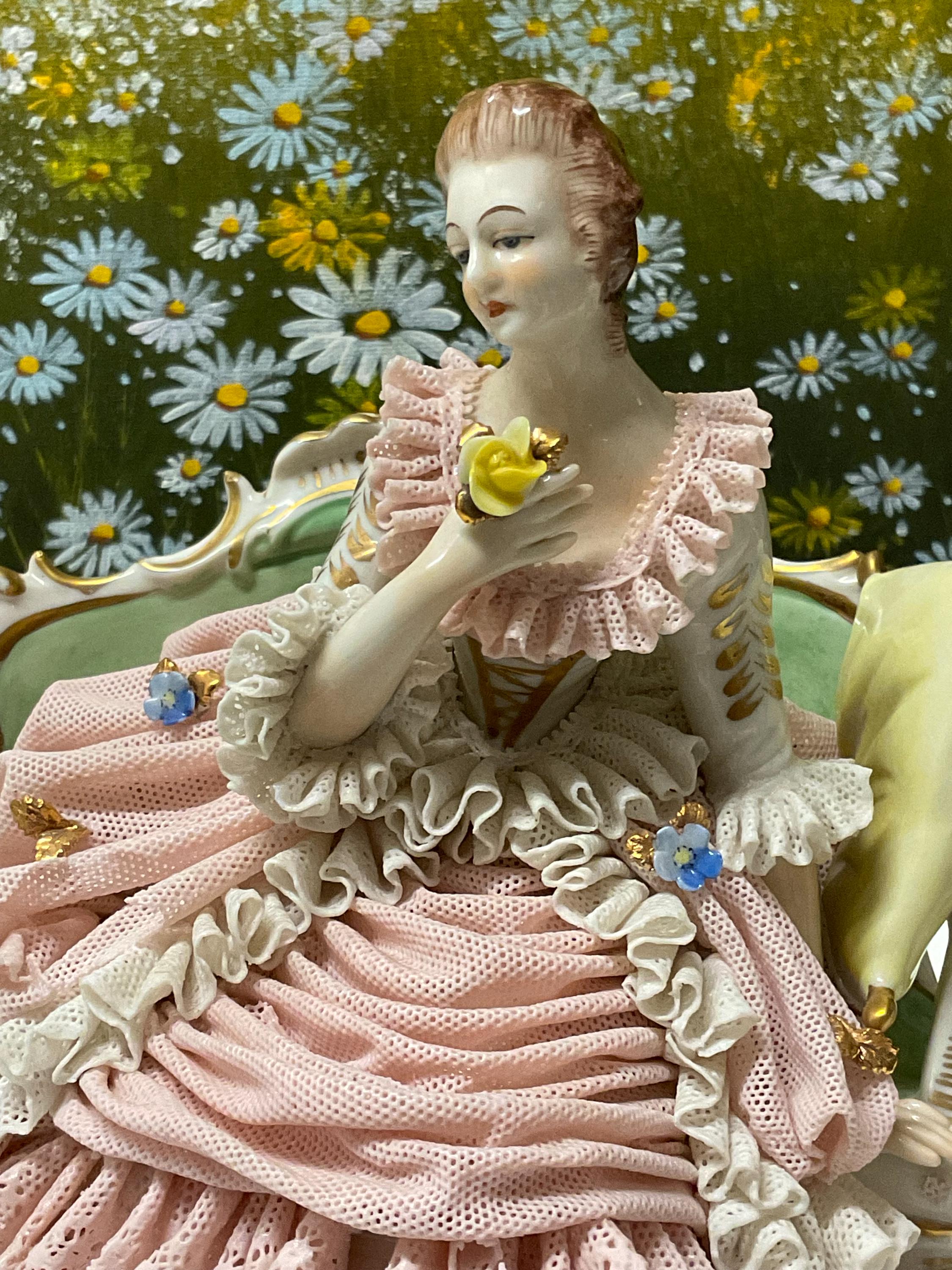 Dresden Fine Porcelain A Fine Lady Sitting in Her Lace Dress 7 - Etsy
