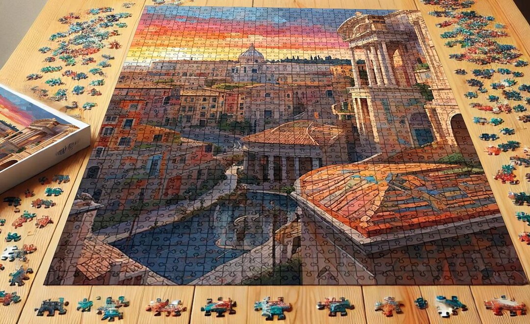 Rome Skyline Puzzle - Vibrant Mosaic Jigsaw, Cityscape Art Puzzle for ...