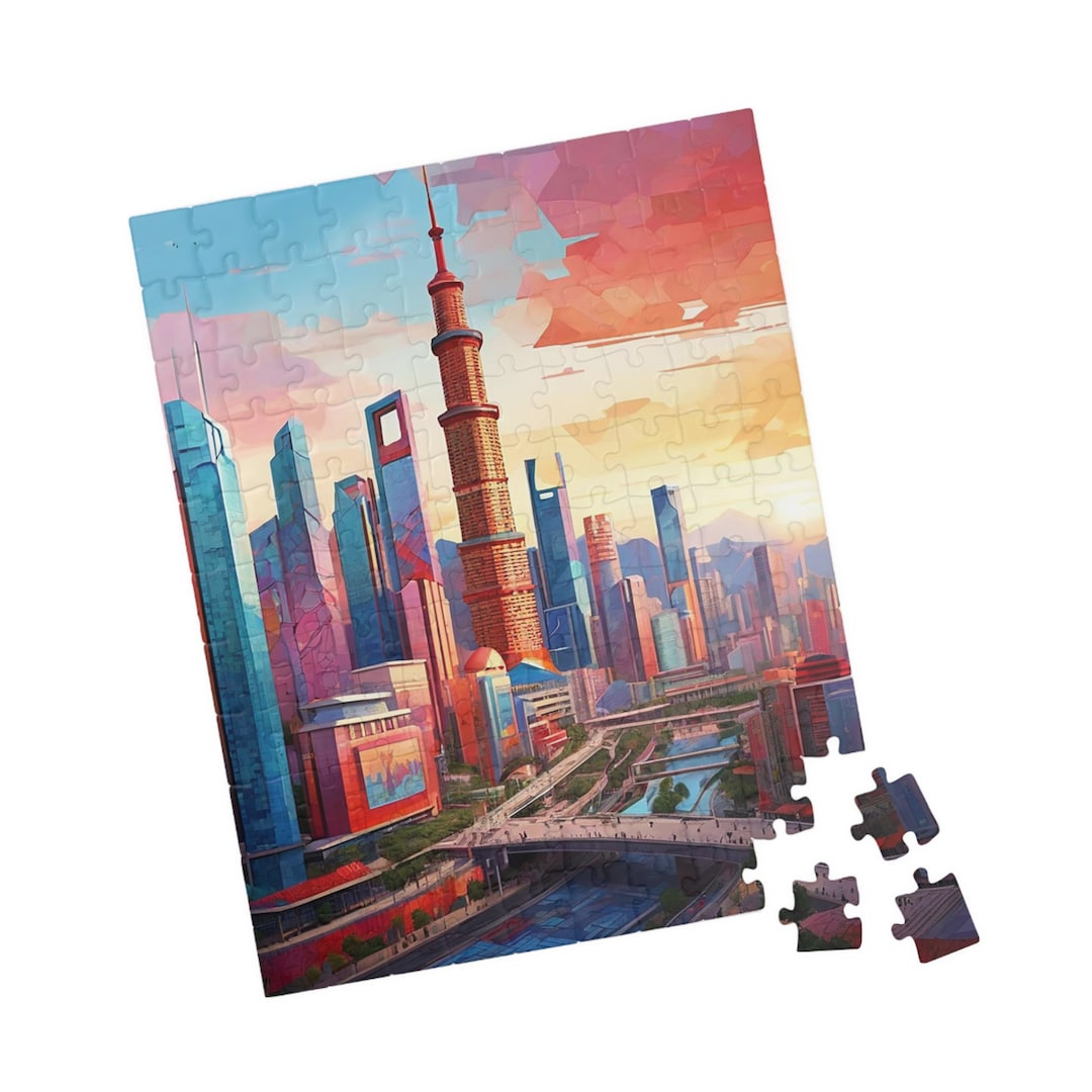Beijing Skyline Puzzle Vibrant Mosaic Jigsaw, Cityscape Art Puzzle for ...