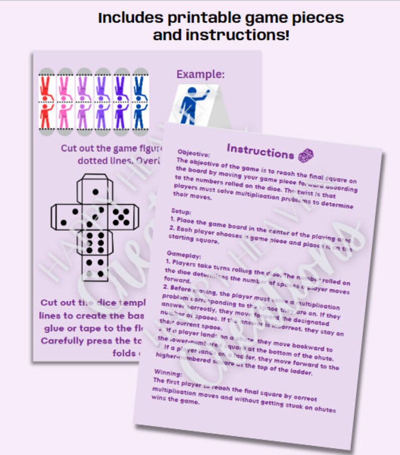 Multiplication Math Chutes and Ladders Game Pink Downloadable Printable ...