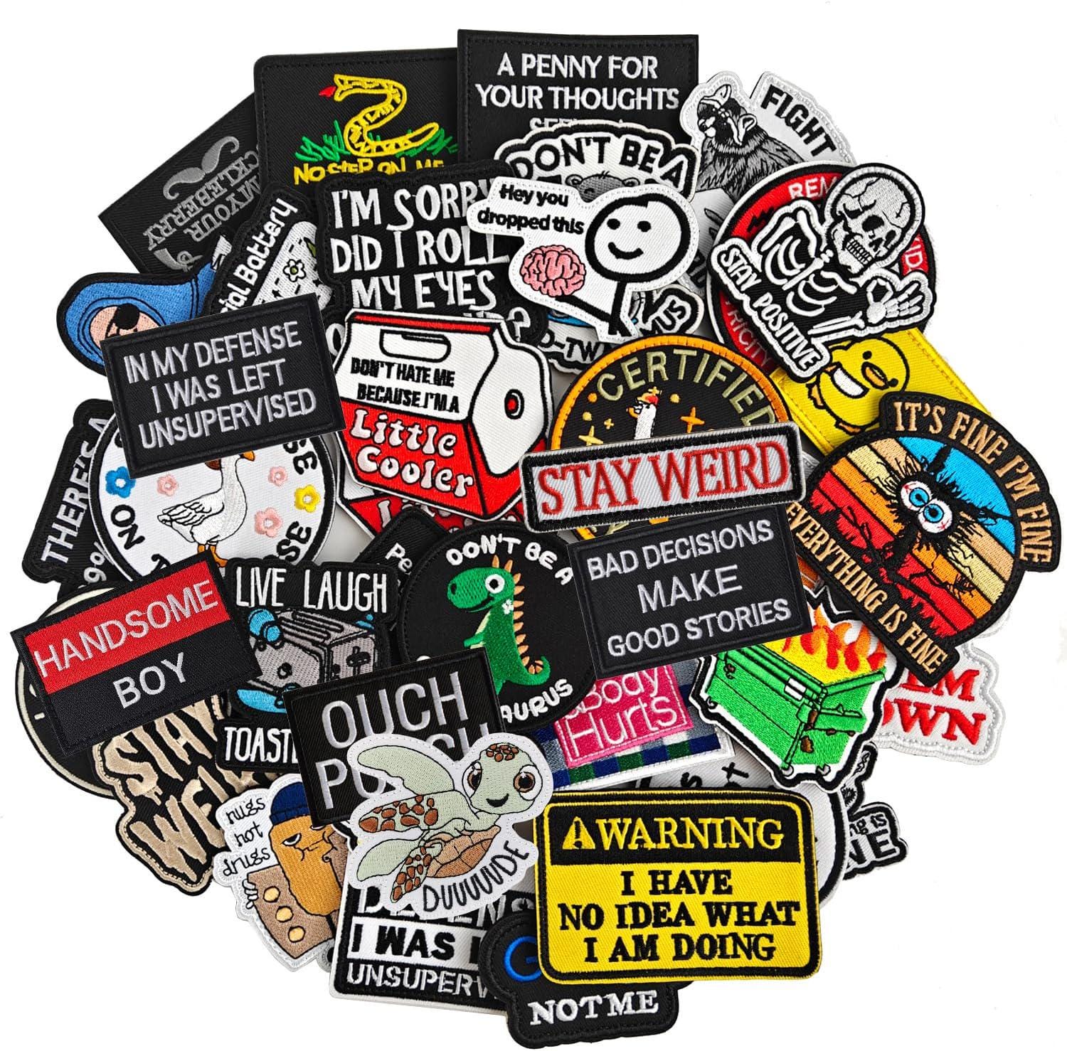 20pcs Funny Meme Patches Hook & Loop | Embroidered Morale Patches | DIY ...