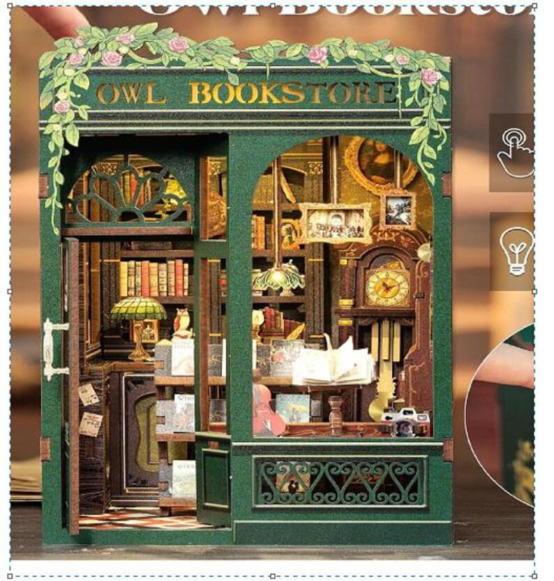 Illuminated Owl Bookstore Miniature Kit, DIY 3D Wooden Puzzle Book Nook ...
