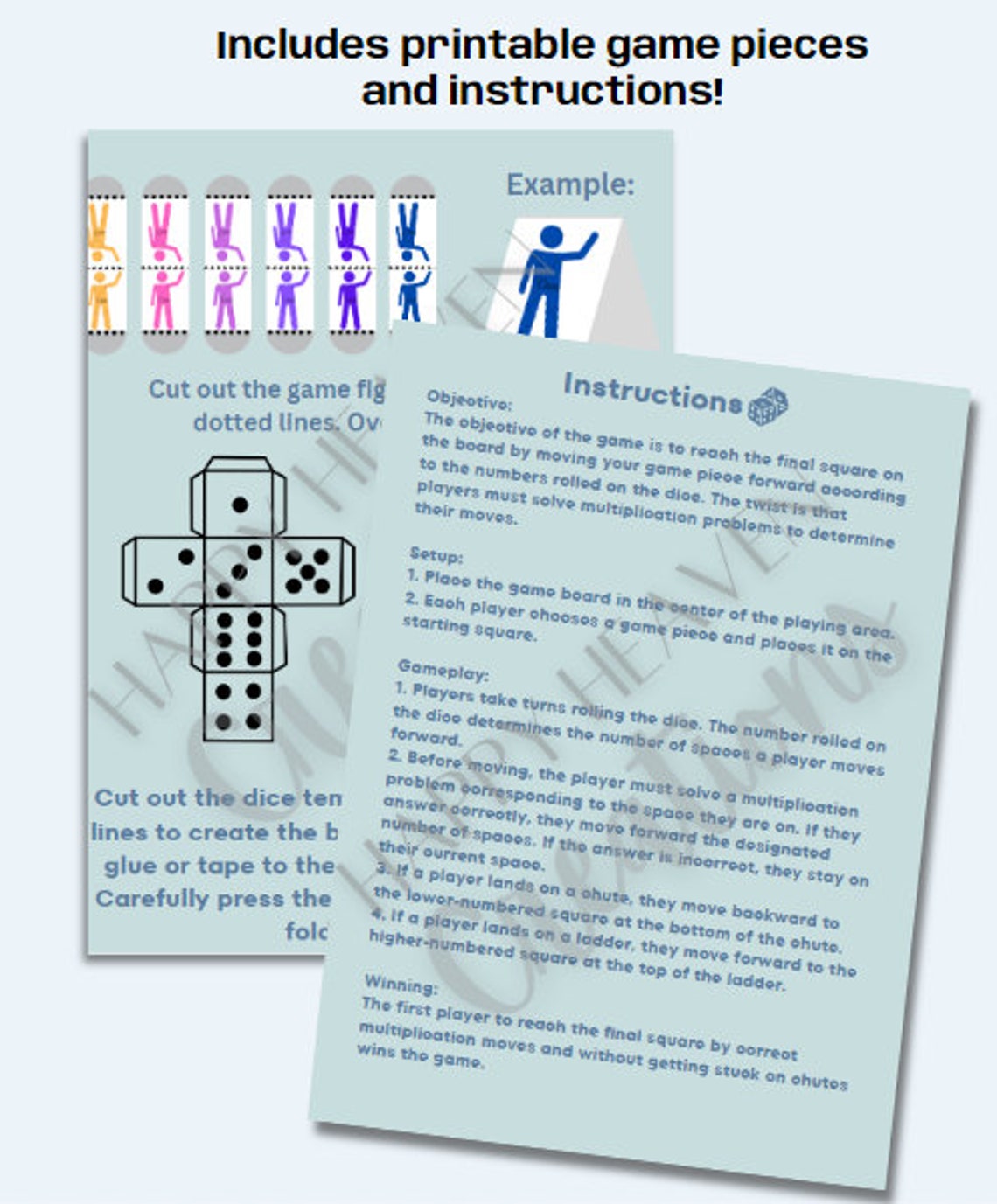 Multiplication Math Chutes and Ladders Game Blue Downloadable Printable ...