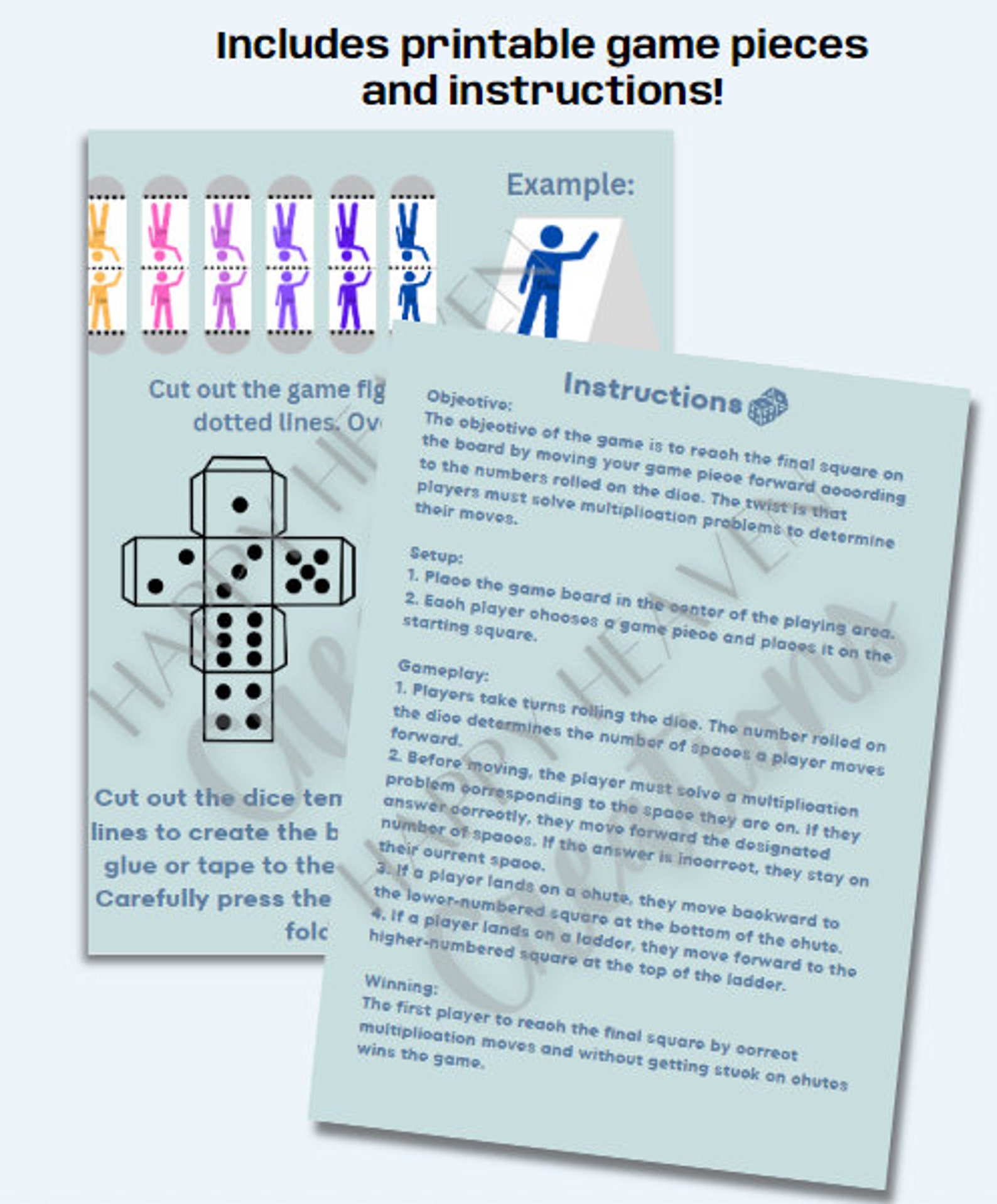 Multiplication Math Chutes and Ladders Game Blue Downloadable Printable ...