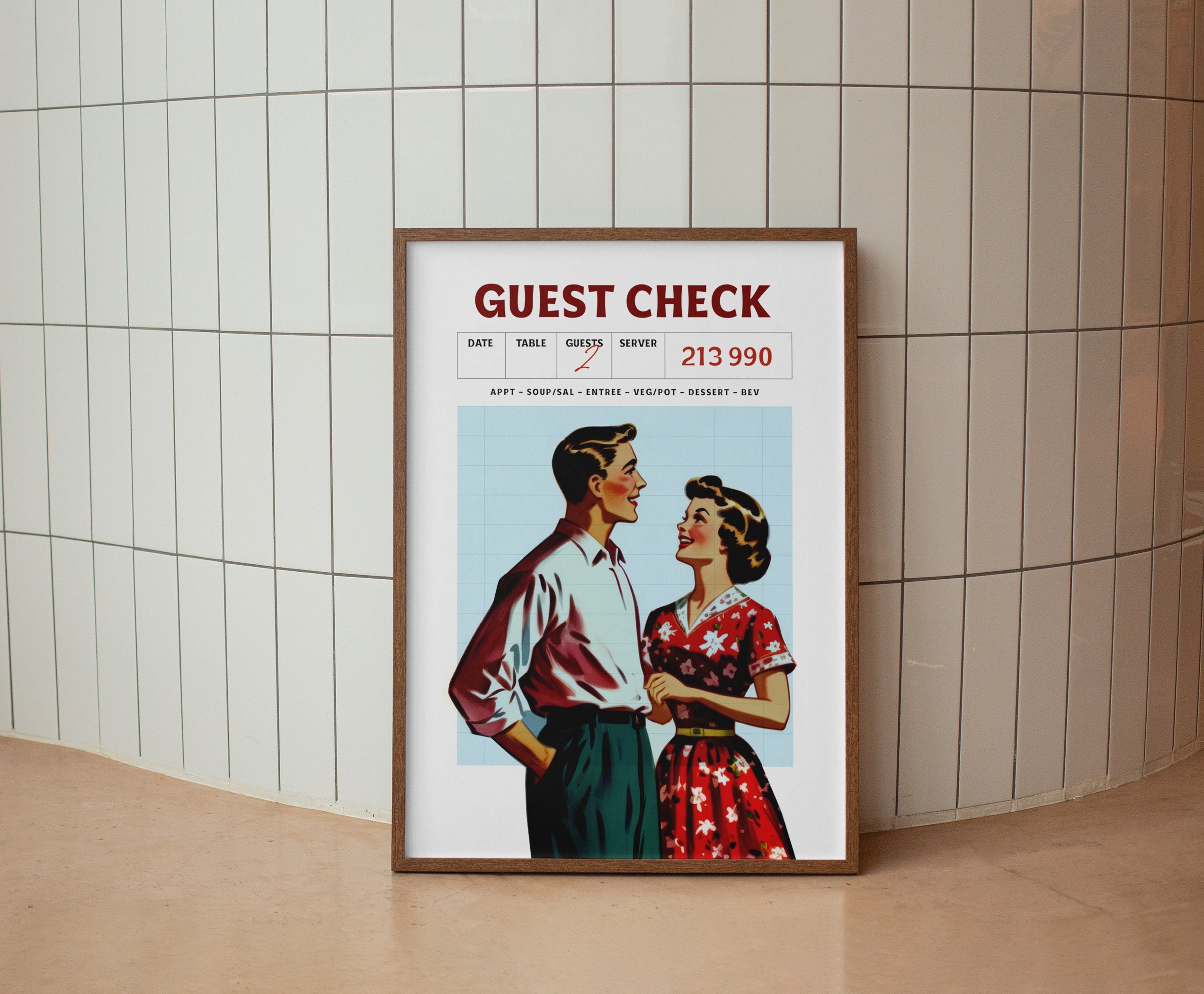 Vintage 1950's American Diner Check Print, 1950's - 1960's Americana ...