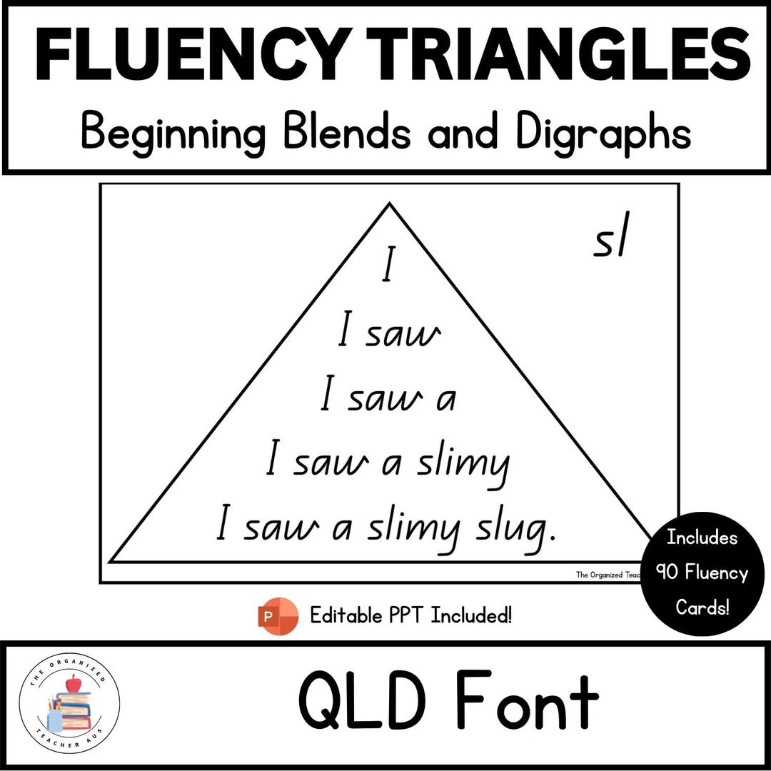 QLD Font | Editable Fluency Triangles | Blends and Digraphs Reading ...