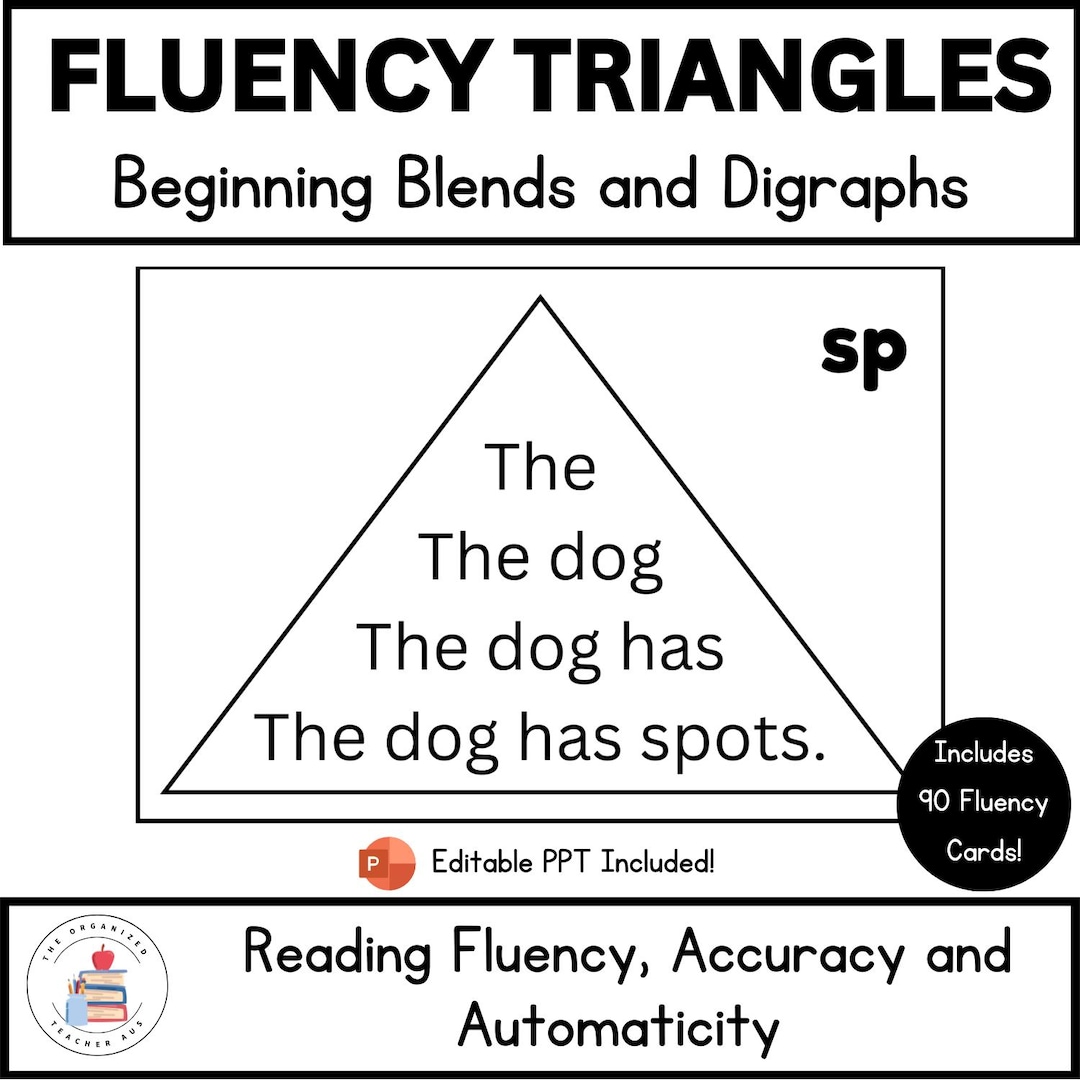 Editable Fluency Triangles | Blends and Digraphs Reading Fluency Cards ...