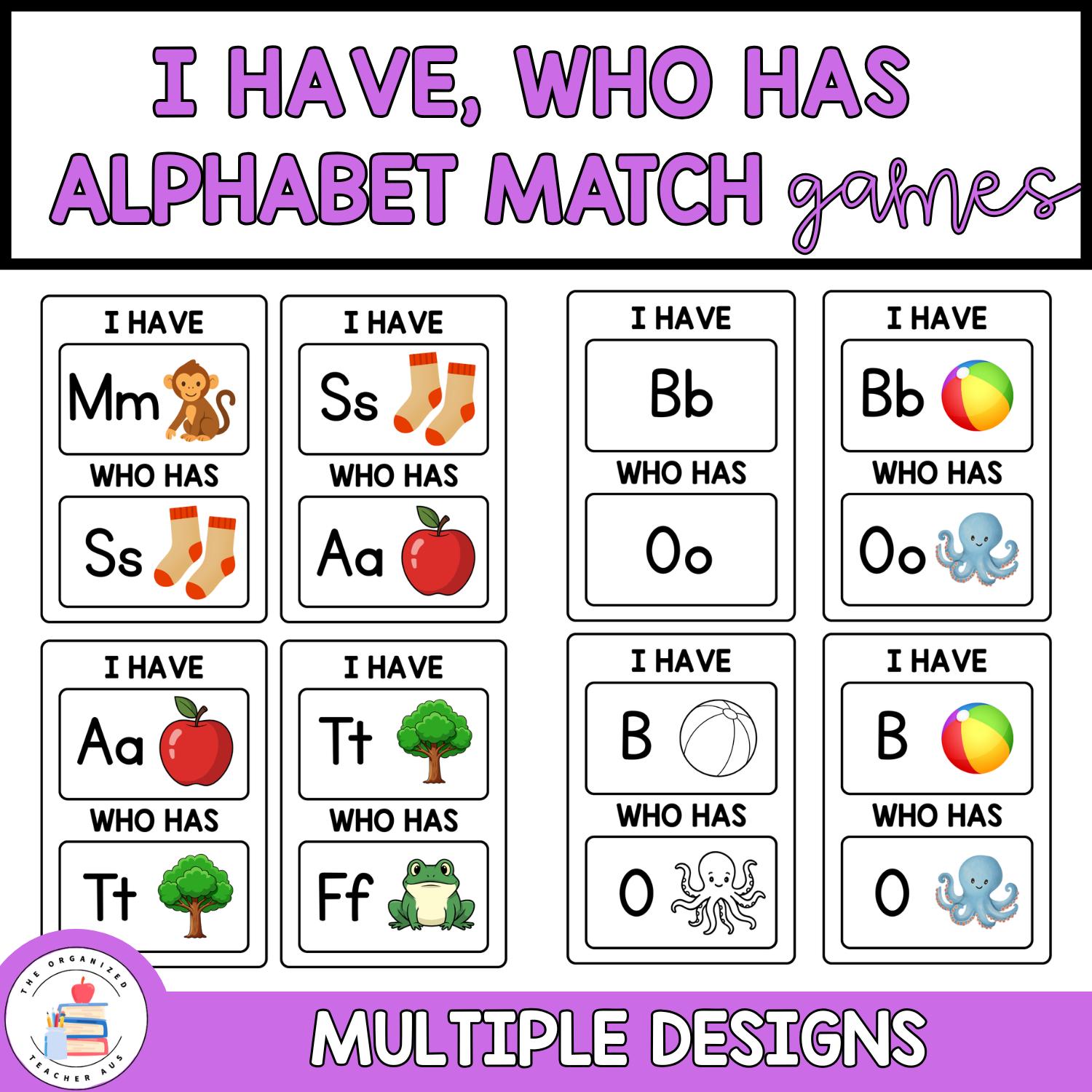 I Have, Who Has... Alphabet Letter Recognition | Prep Match up Card ...