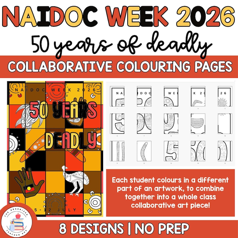 NAIDOC Week 2026: 50 Years of Deadly | Collaborative Colouring Craft - Etsy