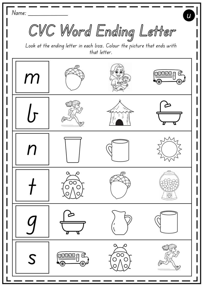 VIC Font CVC Word Ending Letter Identification and Colour/color | Early ...