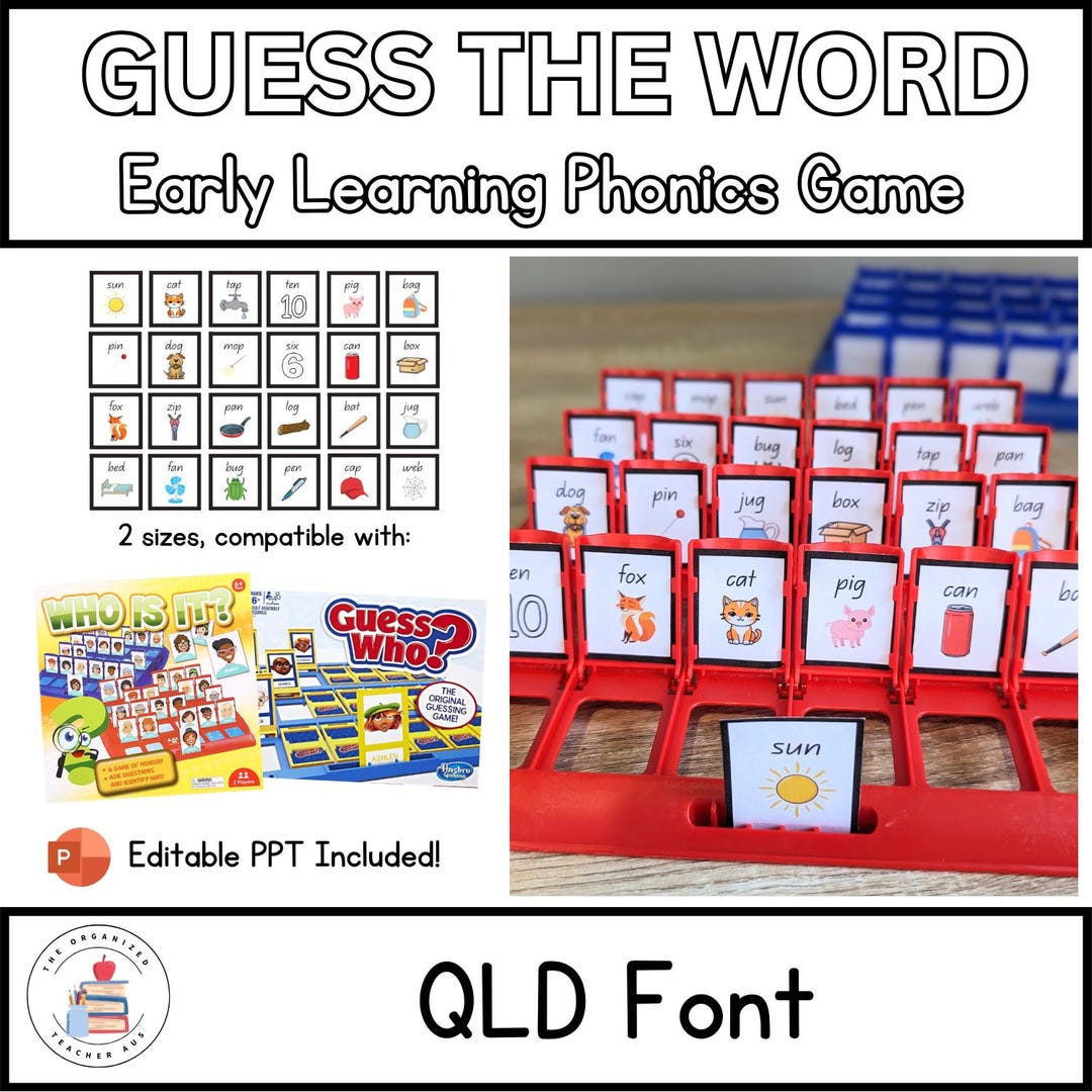 QLD Font Guess Who? Guess the Word Phonics Game | Beginning Sounds ...