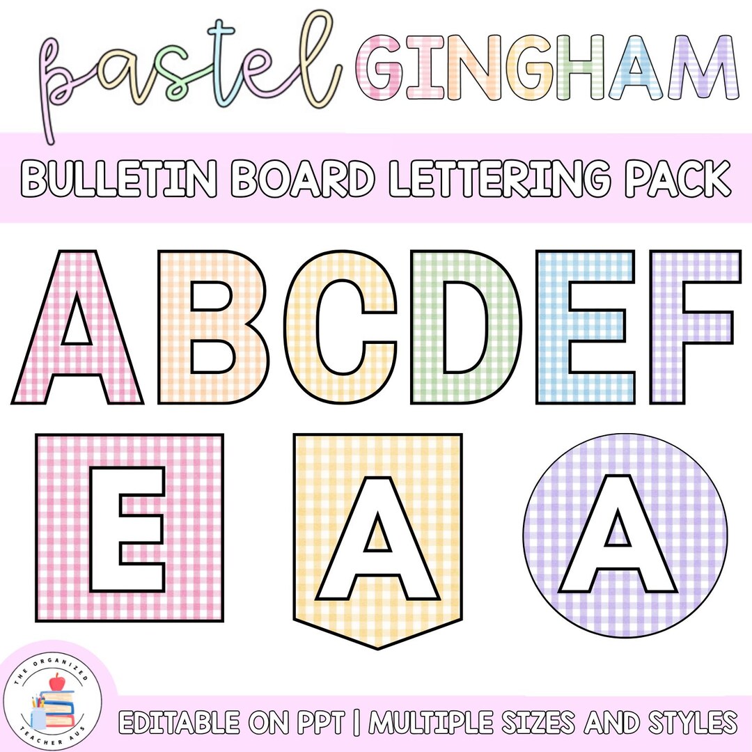 Pastel Gingham | Editable Bulletin Board Lettering Display Pack ...
