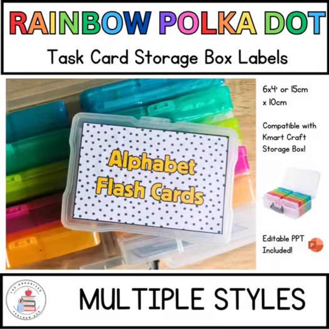 Rainbow Polka Dot Editable Task Card Box Labels | Classroom ...